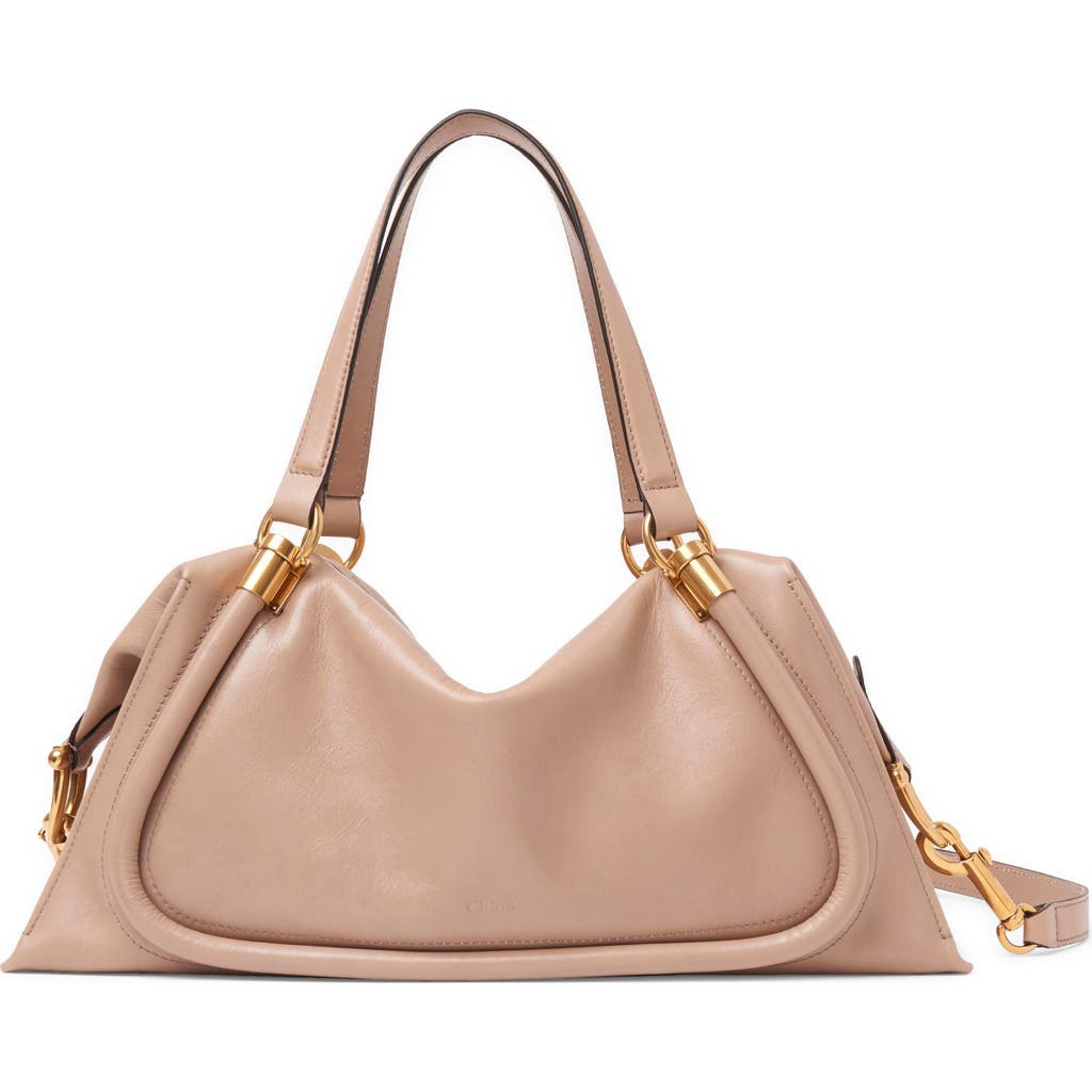 CHLOE PARATY 24 BAG IN SHINY DEEP BEIGE LEATHER